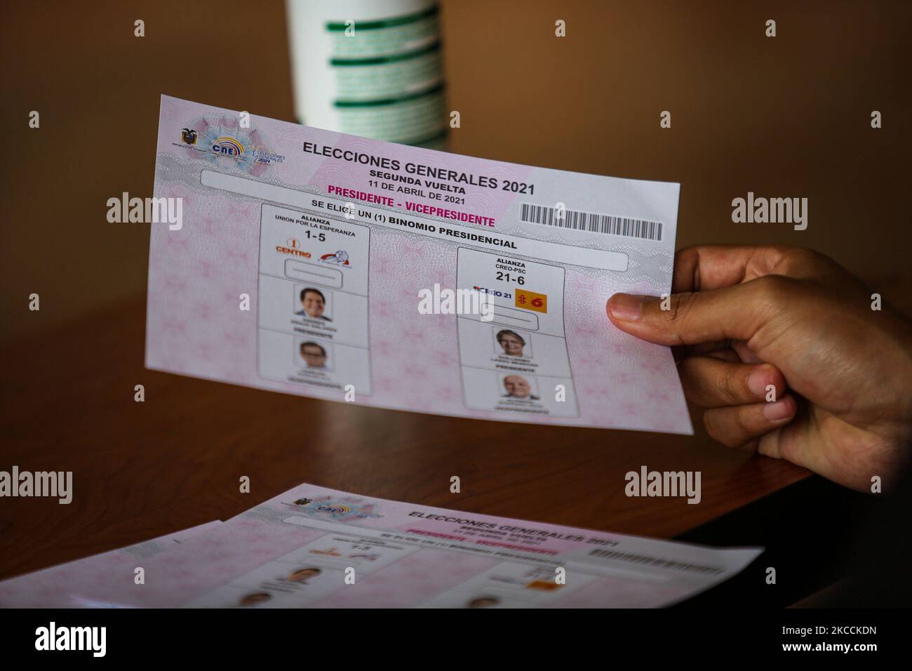 The voting card for the Ecuador's Presidential Election in Quito, Ecuador, on Aprl 11, 2021 ...
