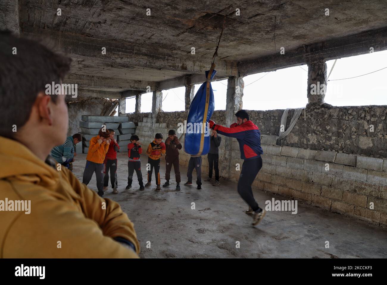 Syrian boxer Ahmed Dwara transformed a government building destroyed by ...