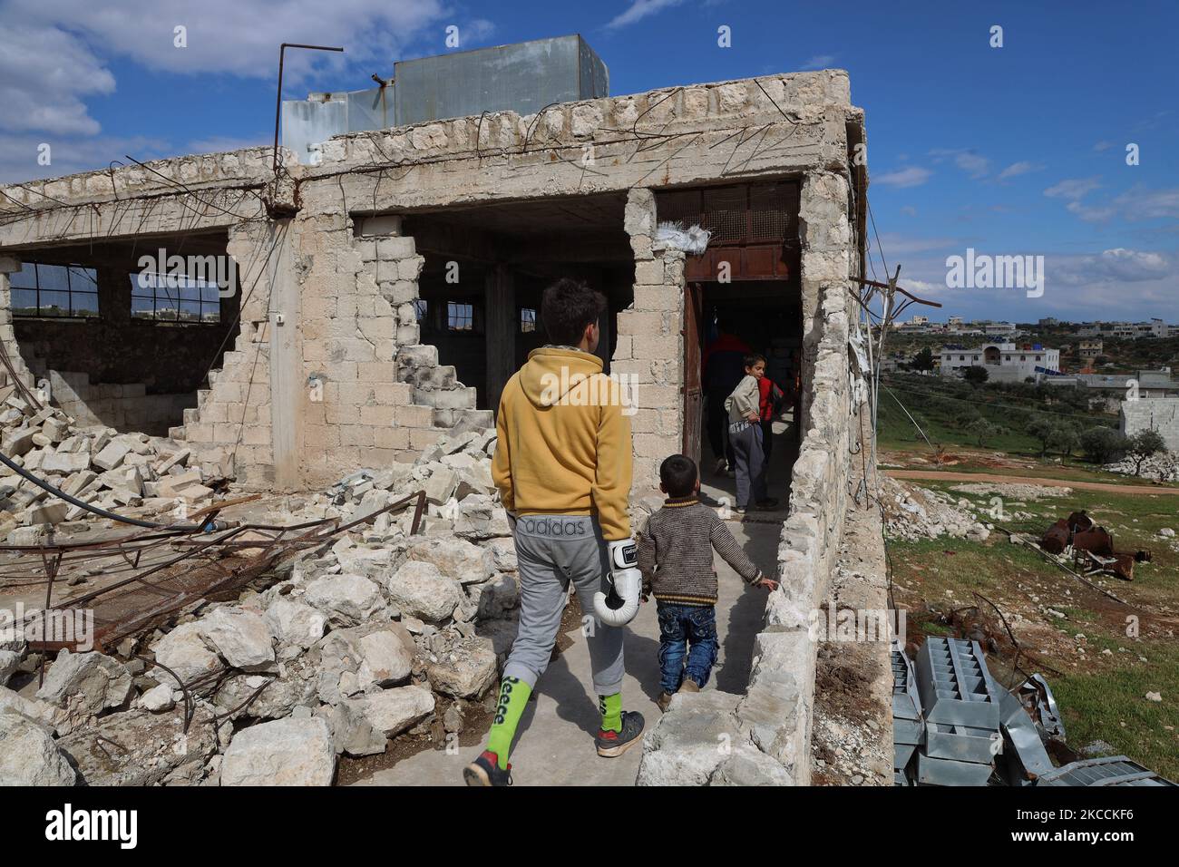 Syrian boxer Ahmed Dwara transformed a government building destroyed by ...