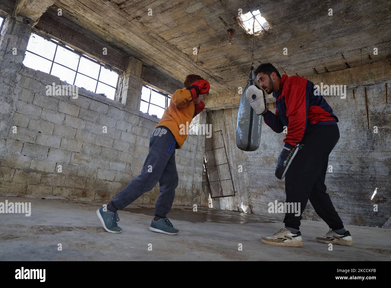Syrian boxer Ahmed Dwara transformed a government building destroyed by ...
