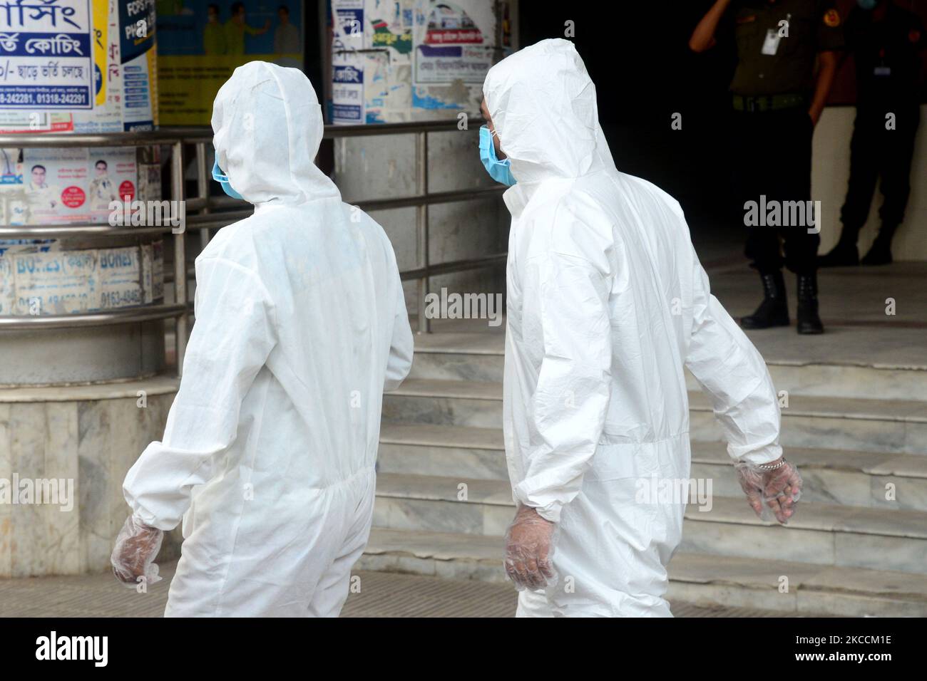A group of health worker is seen in front of Dhaka Medical College ...