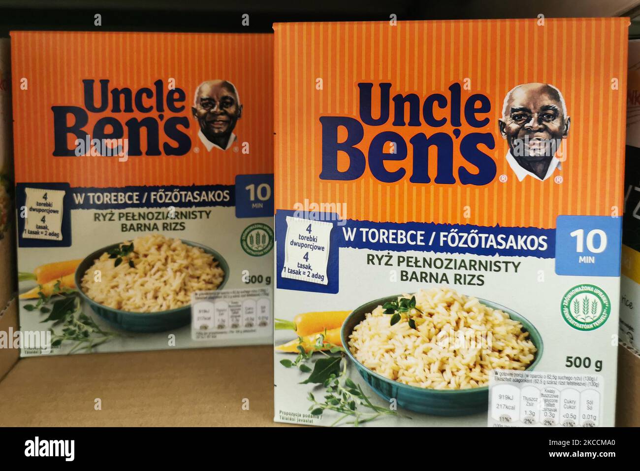 Uncle Ben's rice boxes are seen at a grocery store in Krakow, Poland on ...