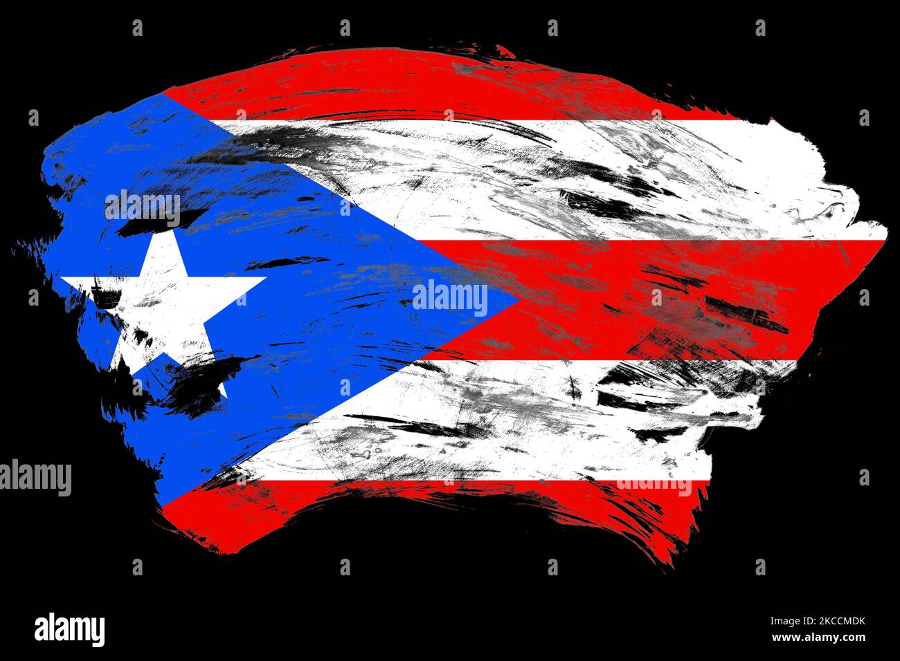 Puerto rico flag on distressed black stroke brush background Stock ...