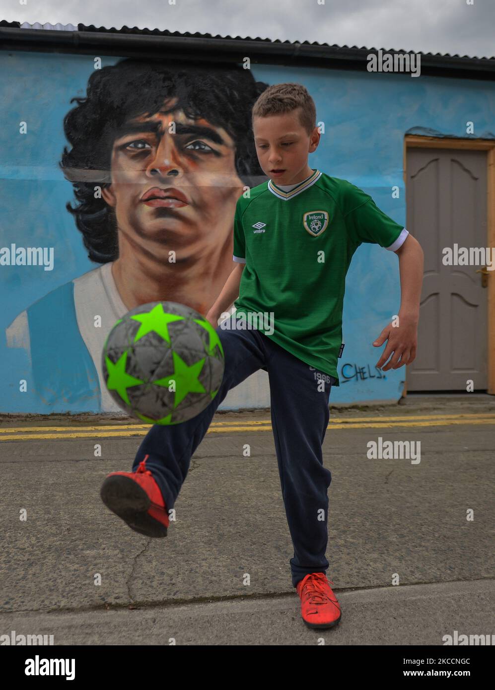 Johnny Figo Murphy, age 9, shows off his soccer skils in front of a new ...