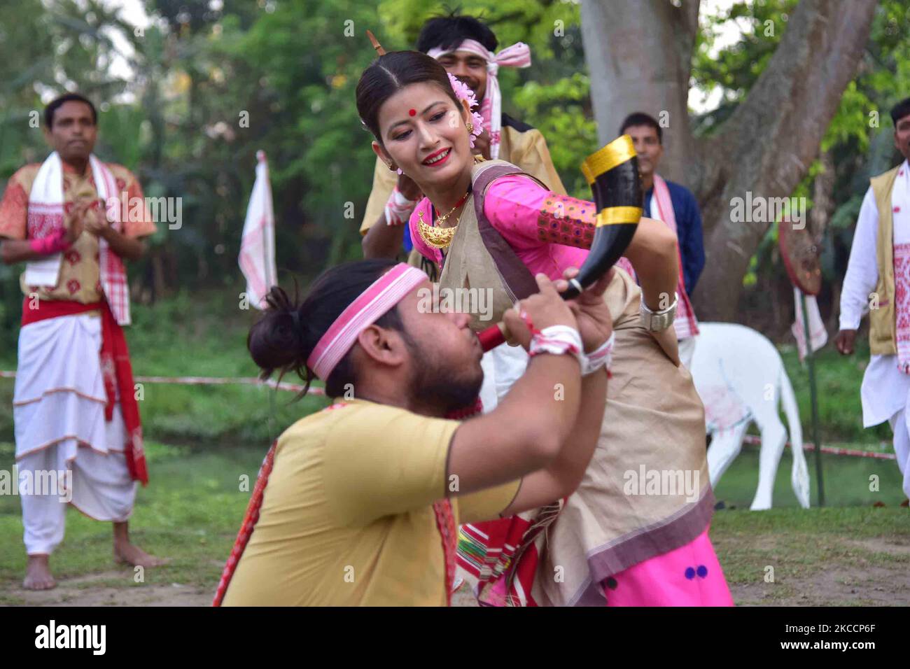Assamese girls in traditional attire perform Bihu dance to celebrate ...