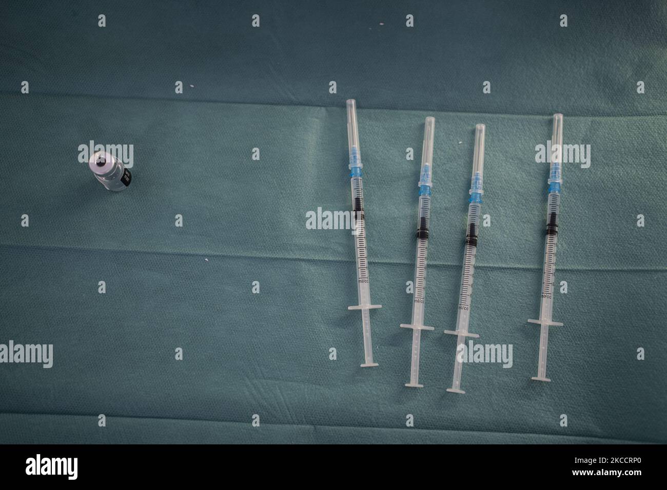 Syringes with the dose of Pfizer vaccine against Covid-19 ready for use ...