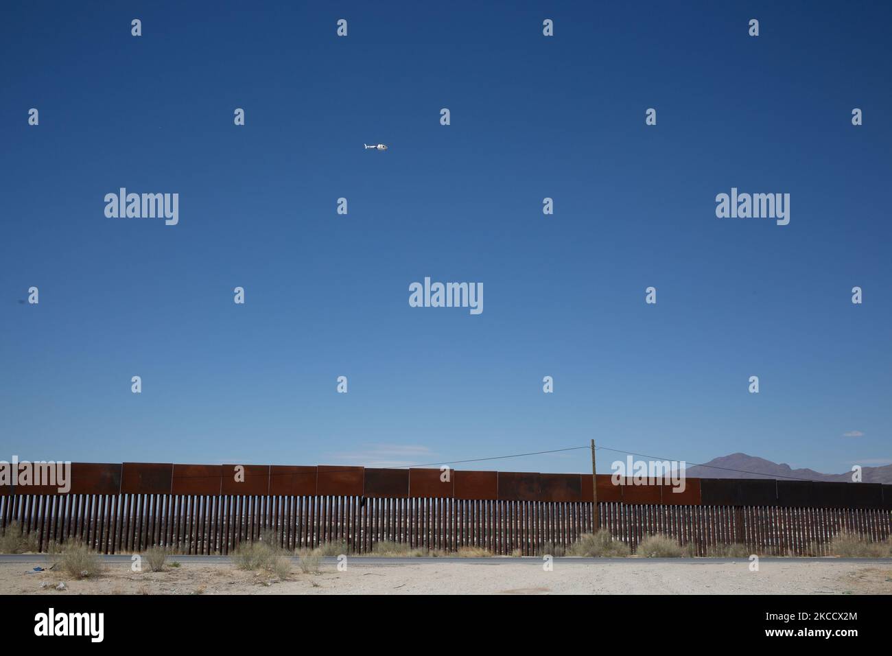 A fence near the Mexican border in the US border city near Ciudad ...