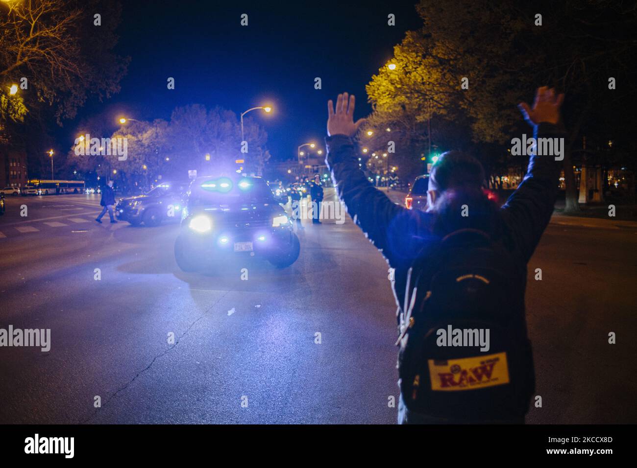 Protesters block traffic and yell at police in Chicago on April 16 ...