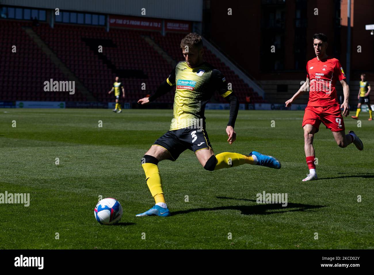 Patrick Brough of Barrow kicks the ball during the Sky Bet League 2 ...