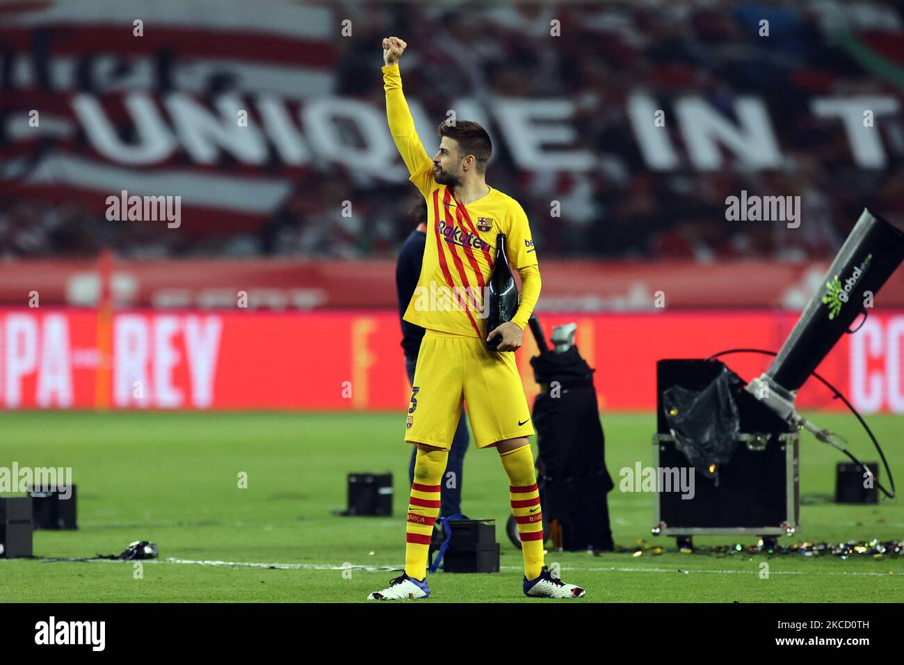 Gerard Pique of FC Barcelona celebrate after winning the Copa Del Rey ...