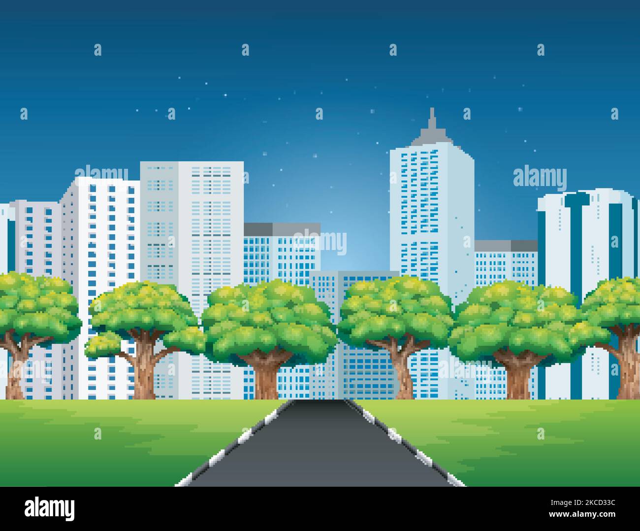 Cartoon of a city scene with road to downtown Stock Vector Image & Art ...