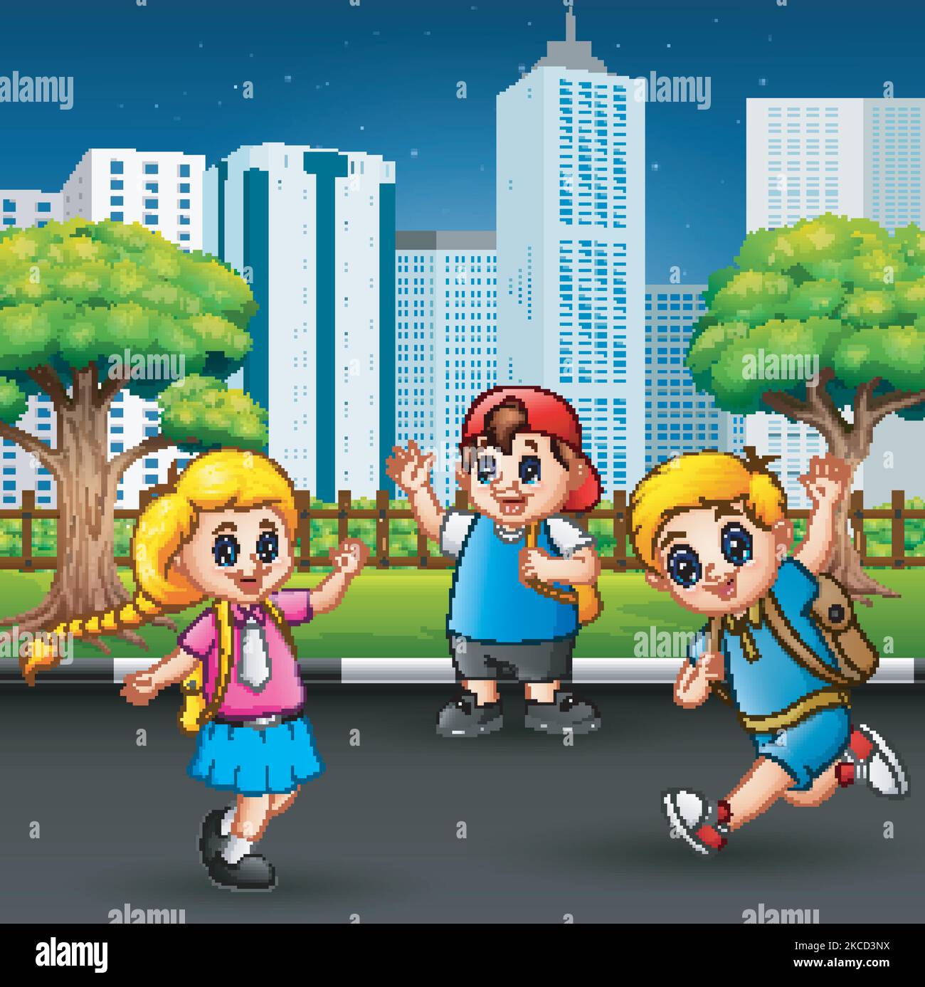 Cartoon children are playing in the city road Stock Vector Image & Art ...