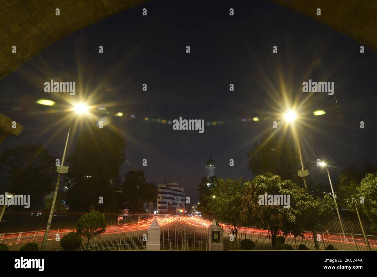 A long exposure of newly constructed historic Dharahara tower in ...