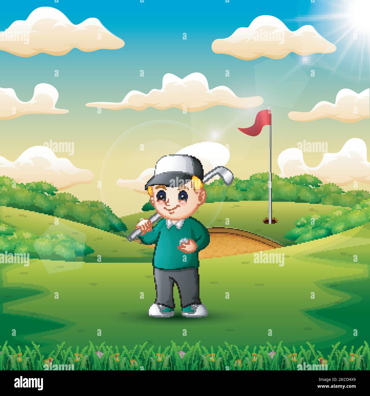 A boy playing golf in the beautiful nature Stock Vector Image & Art - Alamy