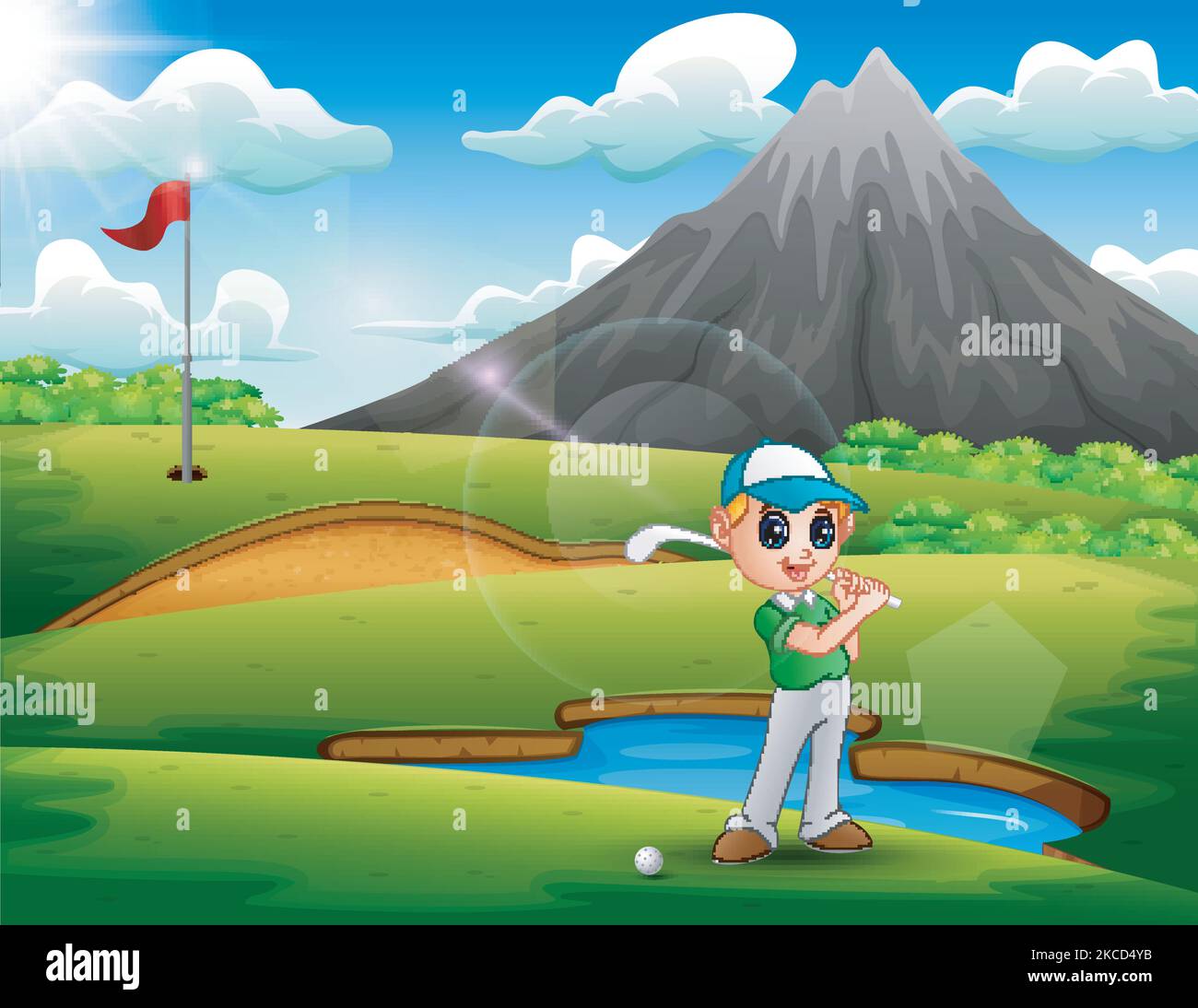 Happy boy playing golf Stock Vector Images - Alamy