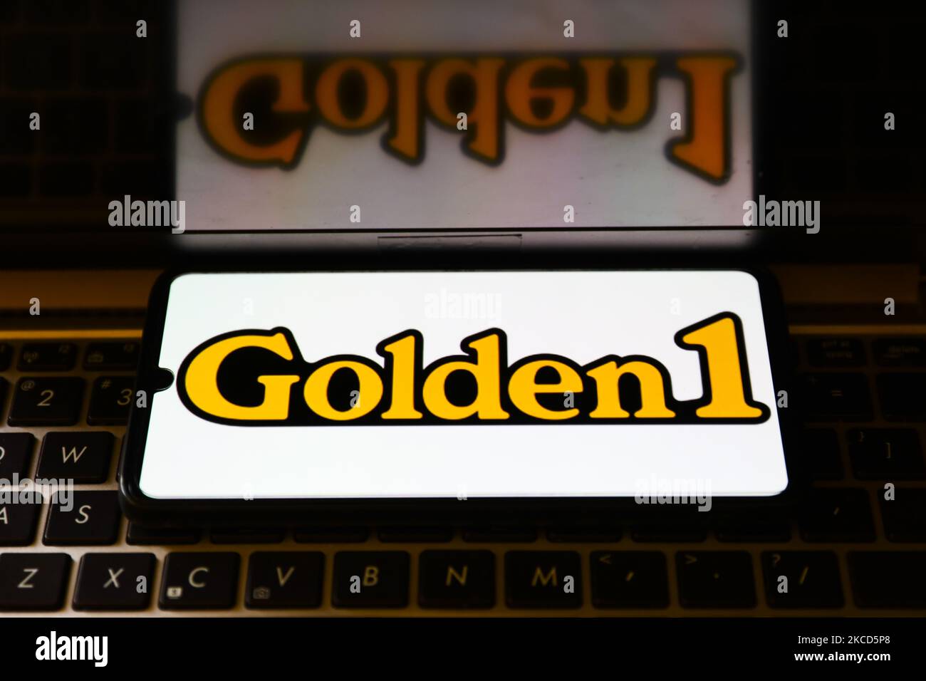 Golden 1 Credit Union logo is displayed on a mobile phone screen ...