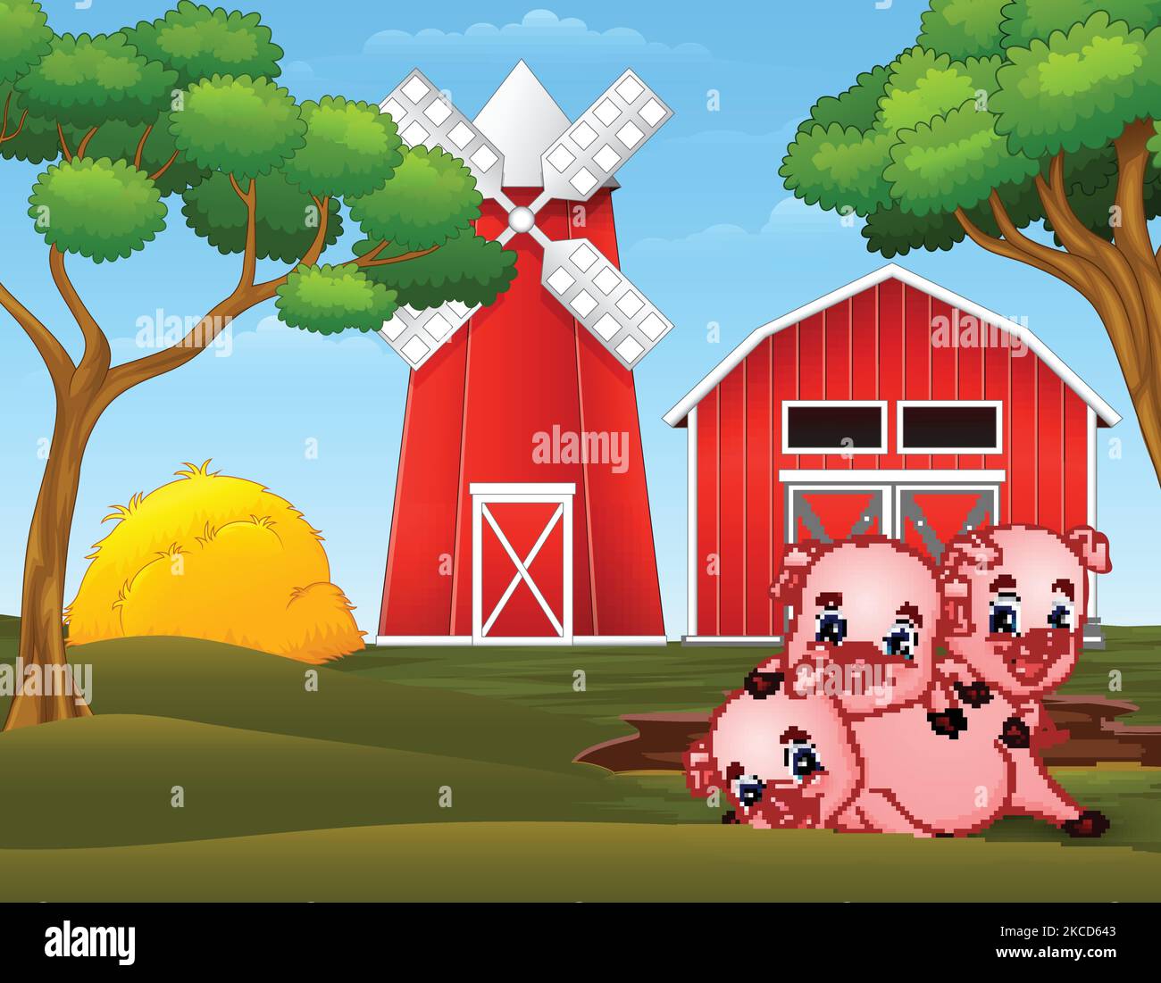 Three little pigs are playing at the farm Stock Vector Image & Art - Alamy