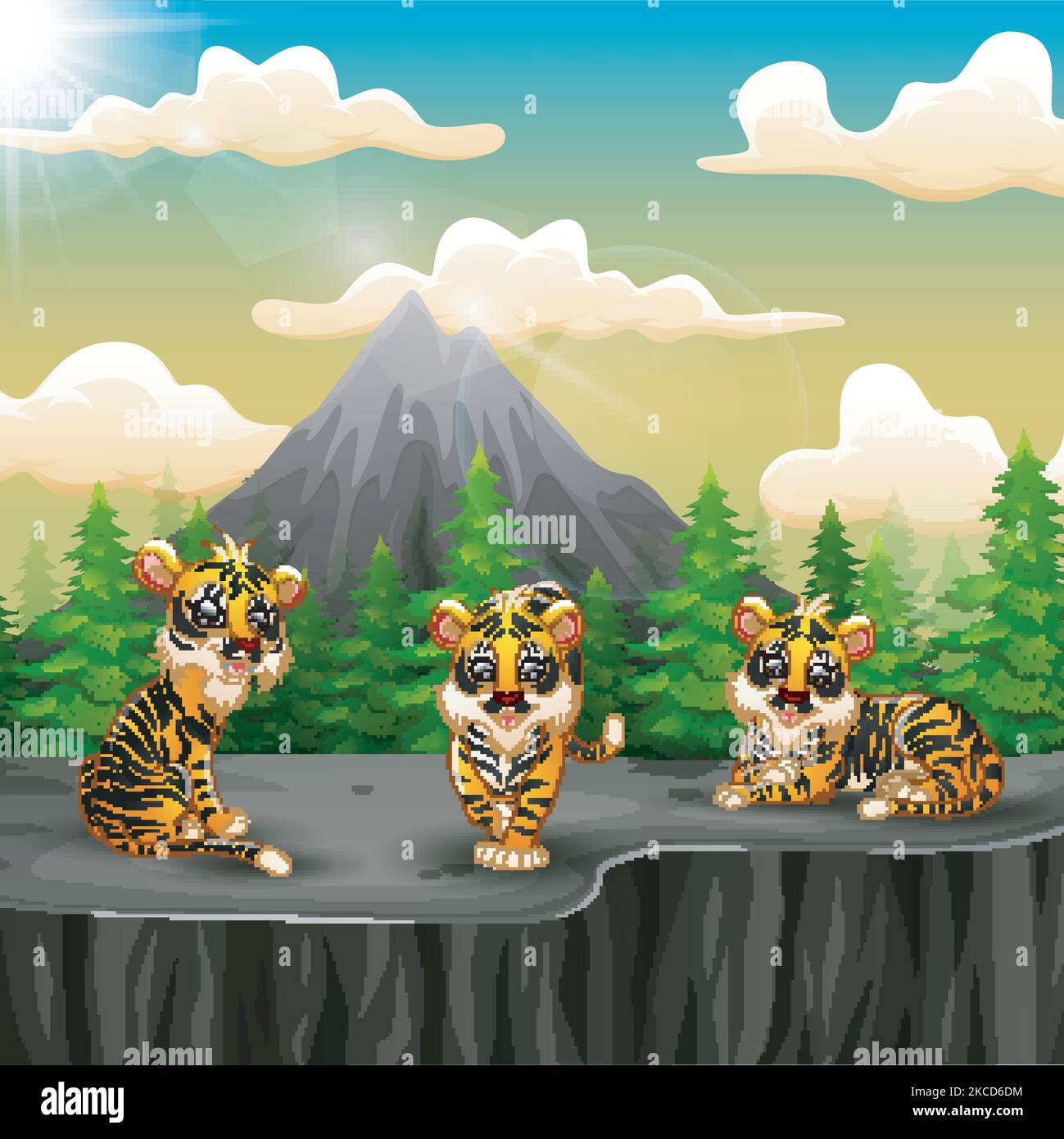 Tiger on hill Stock Vector Images - Alamy