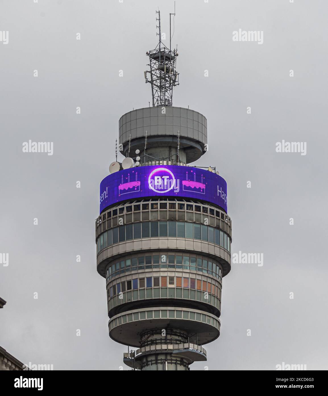Digital message on the BT Tower for Queen Elizabeth IIs 95th birthday ...