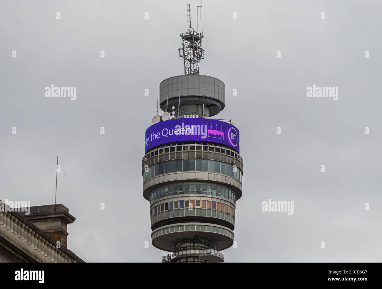 Digital message on the BT Tower for Queen Elizabeth IIs 95th birthday ...