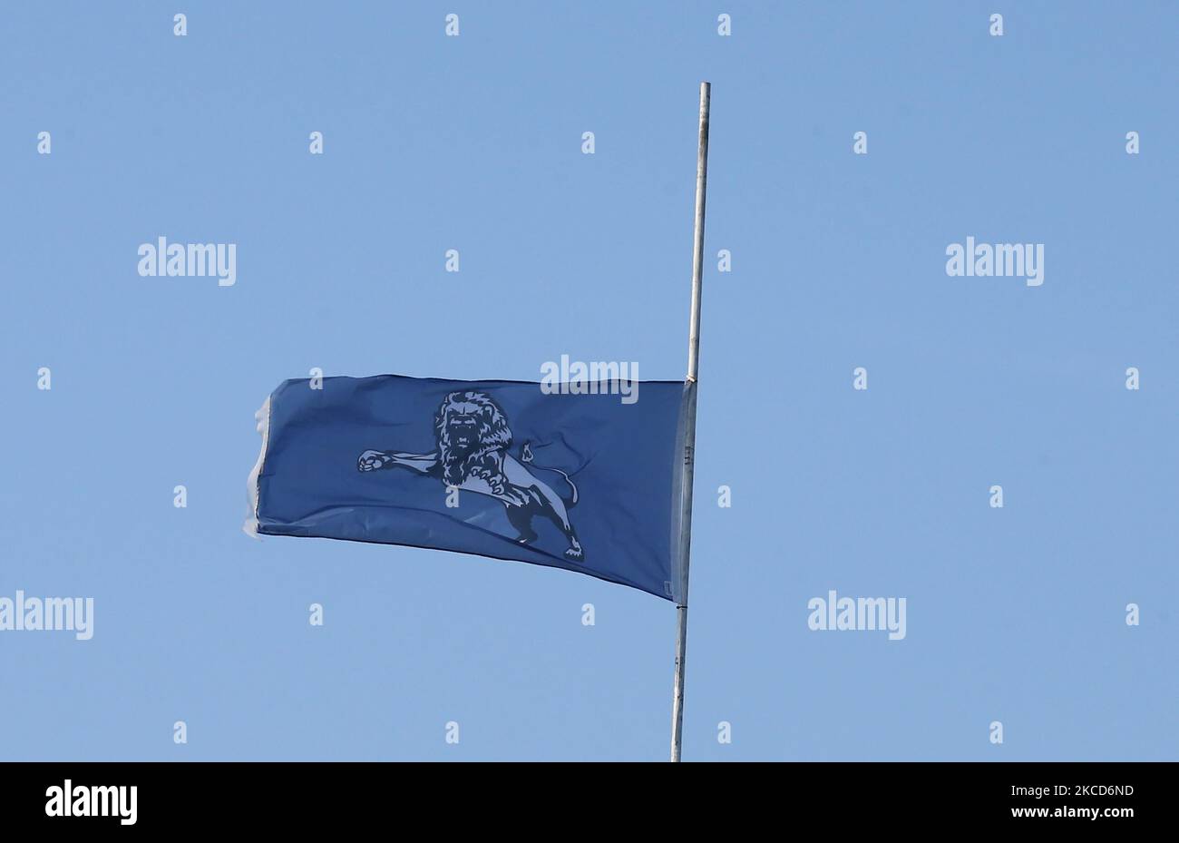 Millwall Flag Half Mask for the Duke of Phillip during The Sky Bet ...