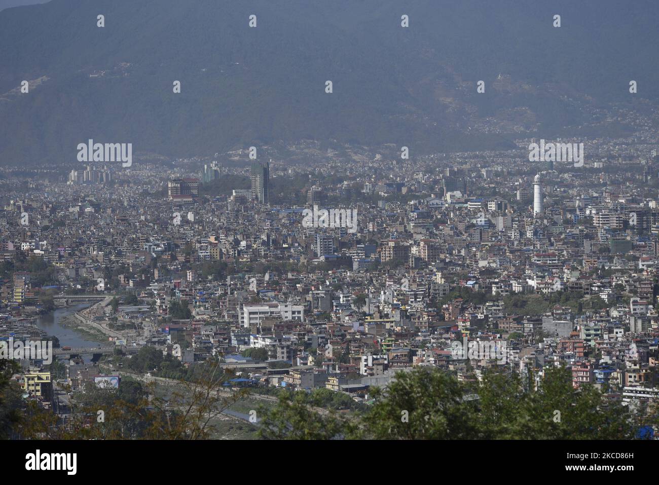A clear weather view of cityscape seen after a heavy rainfall inside ...