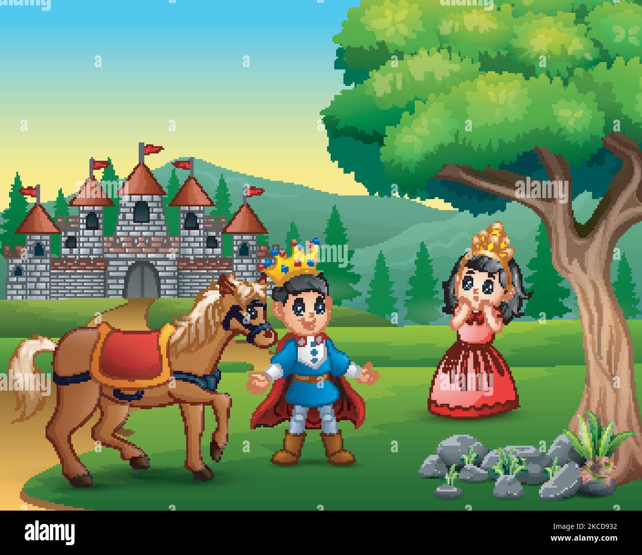 Girl horse standing front view Stock Vector Images - Alamy