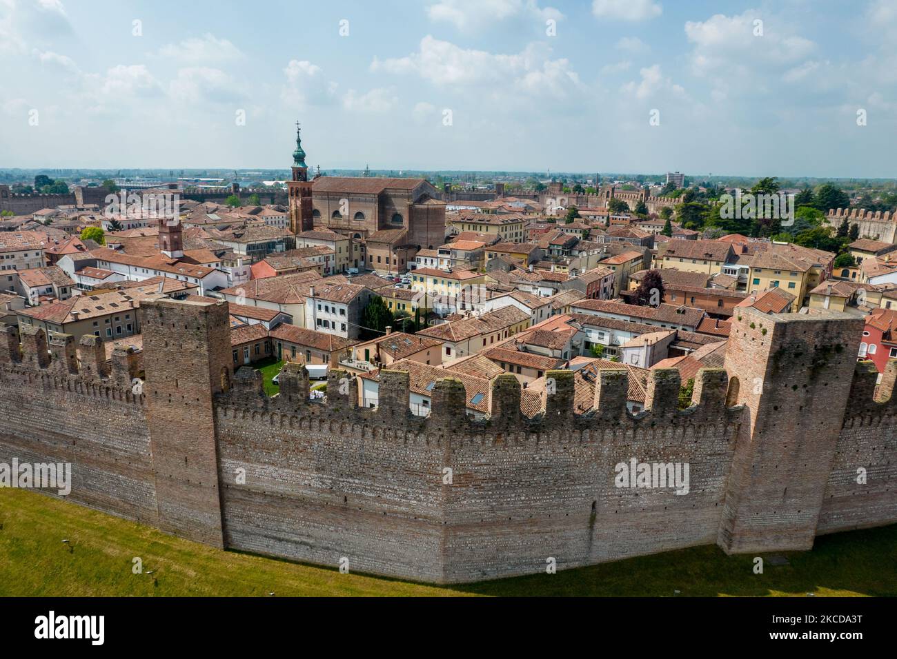 Drone view of the medieval walled city Cittadella, in the province of ...