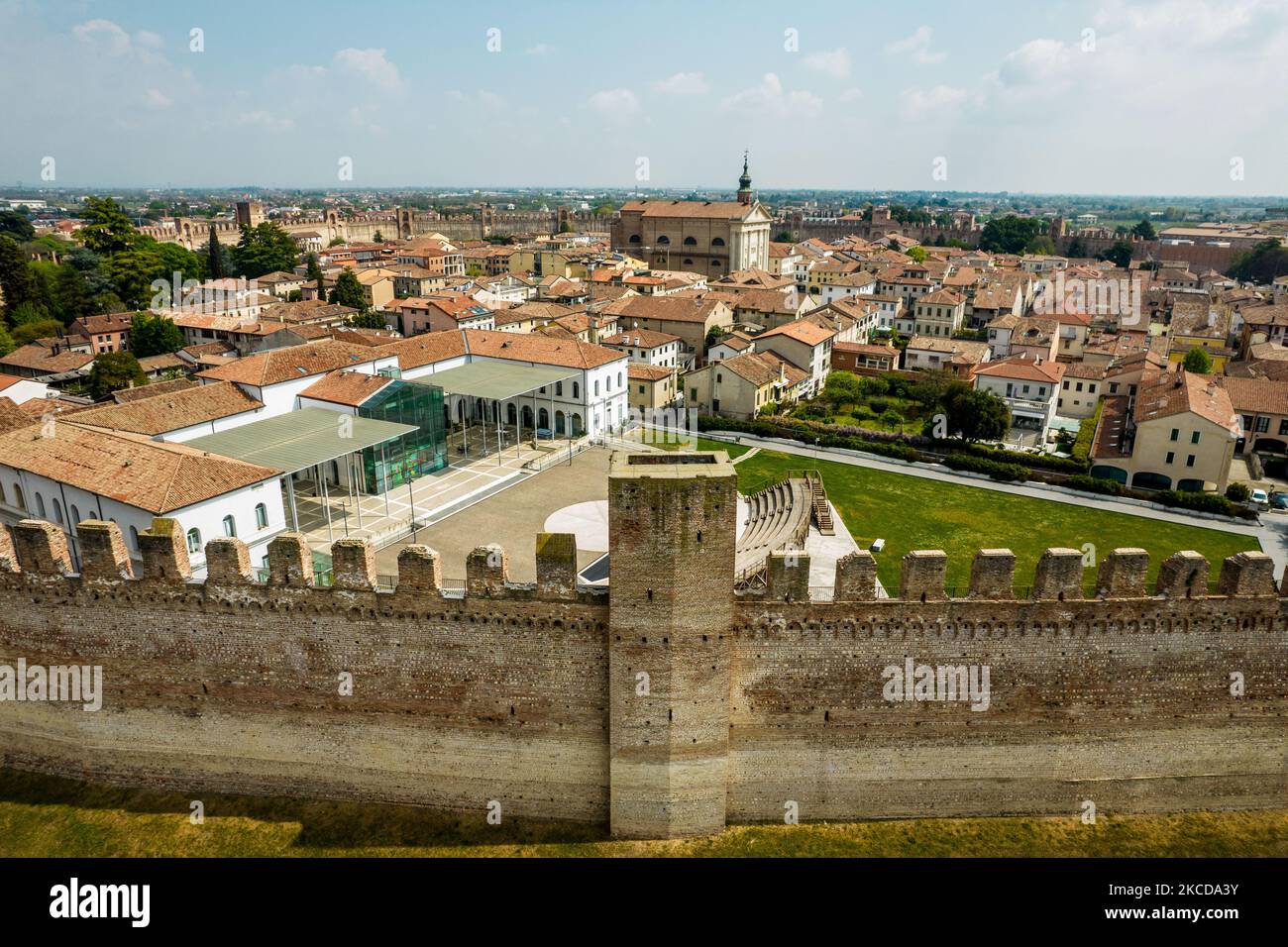 Drone view of the medieval walled city Cittadella, in the province of ...