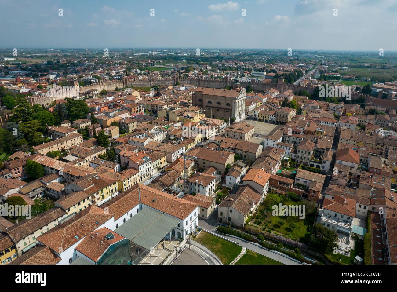Drone view of the medieval walled city Cittadella, in the province of ...