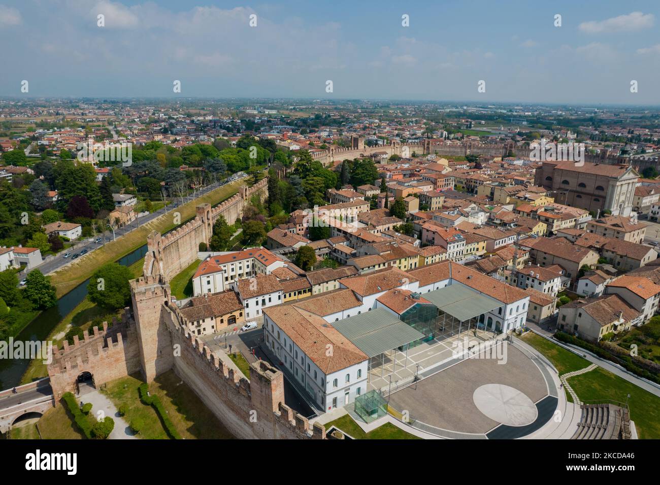 Drone view of the medieval walled city Cittadella, in the province of ...