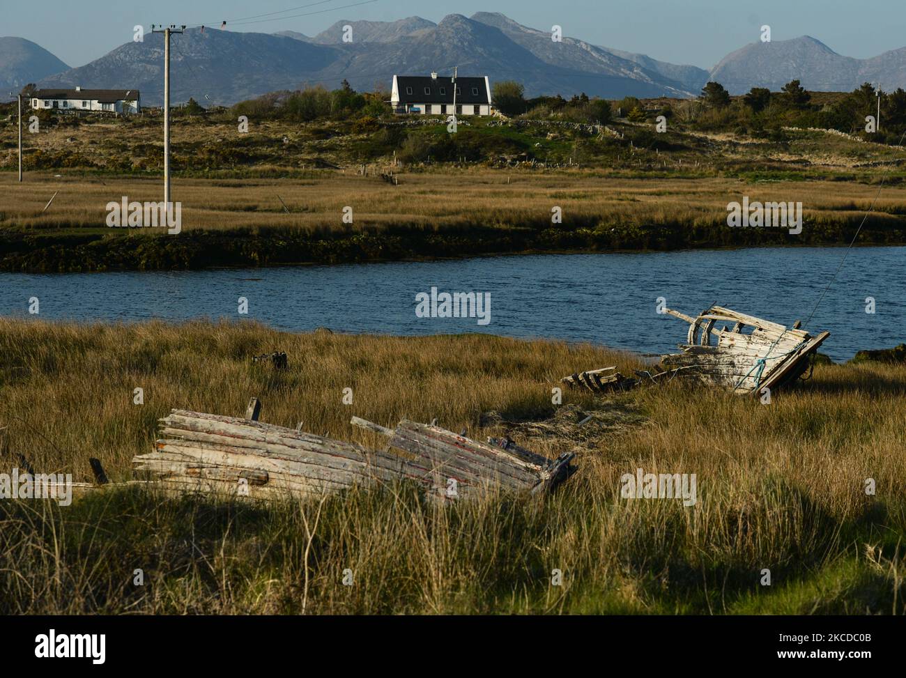 View of the remains of a wooden boat on Inishnee Island. On Saturday ...
