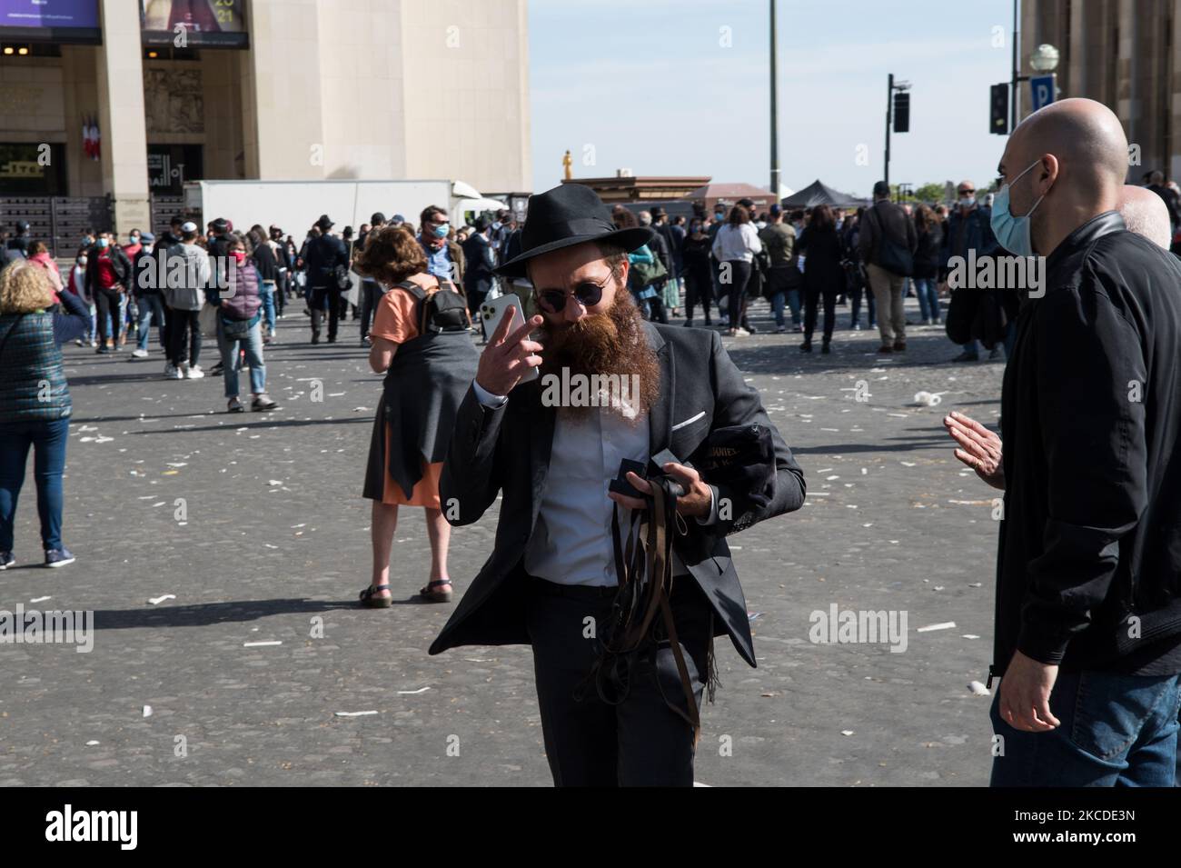 An Orthodox Jew during the demonstration in memory of Sarah Halimi, at ...