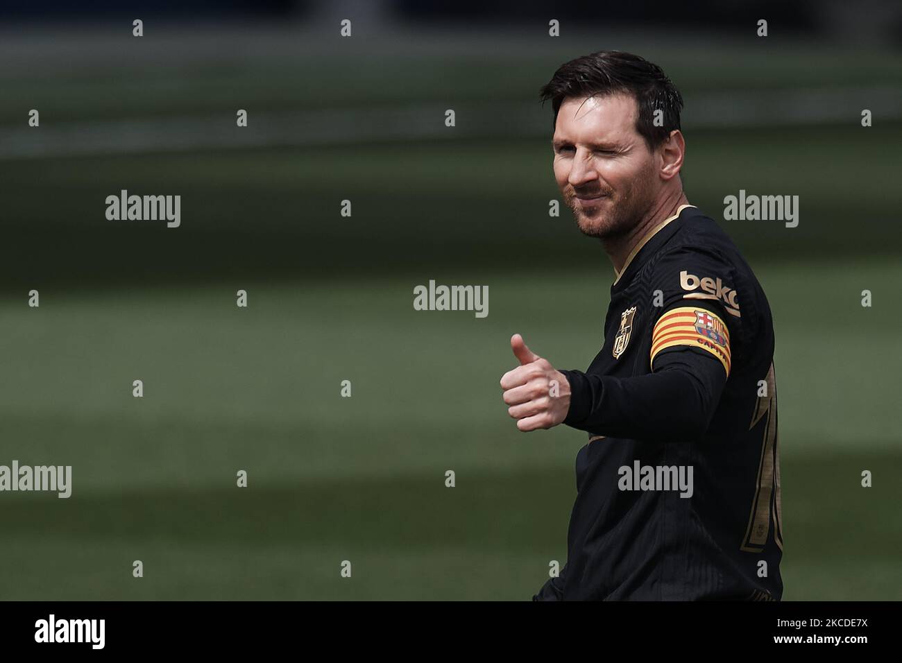 Lionel messi of barcelona gestures hi-res stock photography and images ...