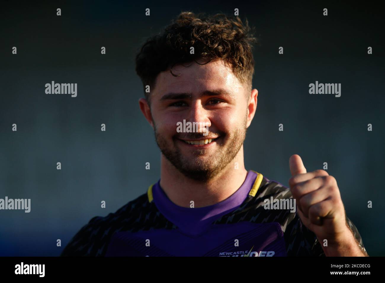 Man of the match, Jack Johnson of Newcastle Thunder pictured afterthe ...