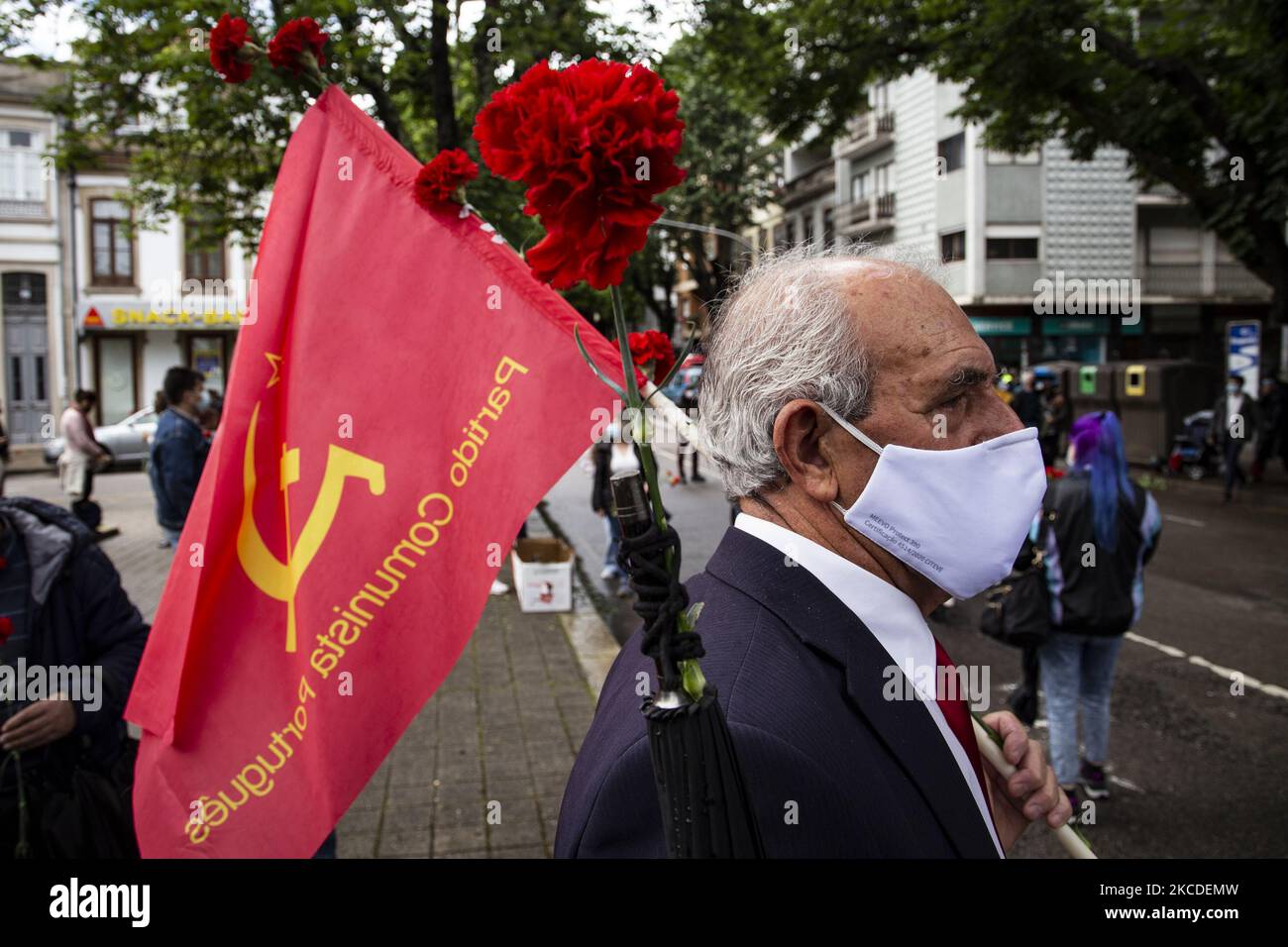 Anniversary of portugals red carnations revolutionin hi-res stock ...