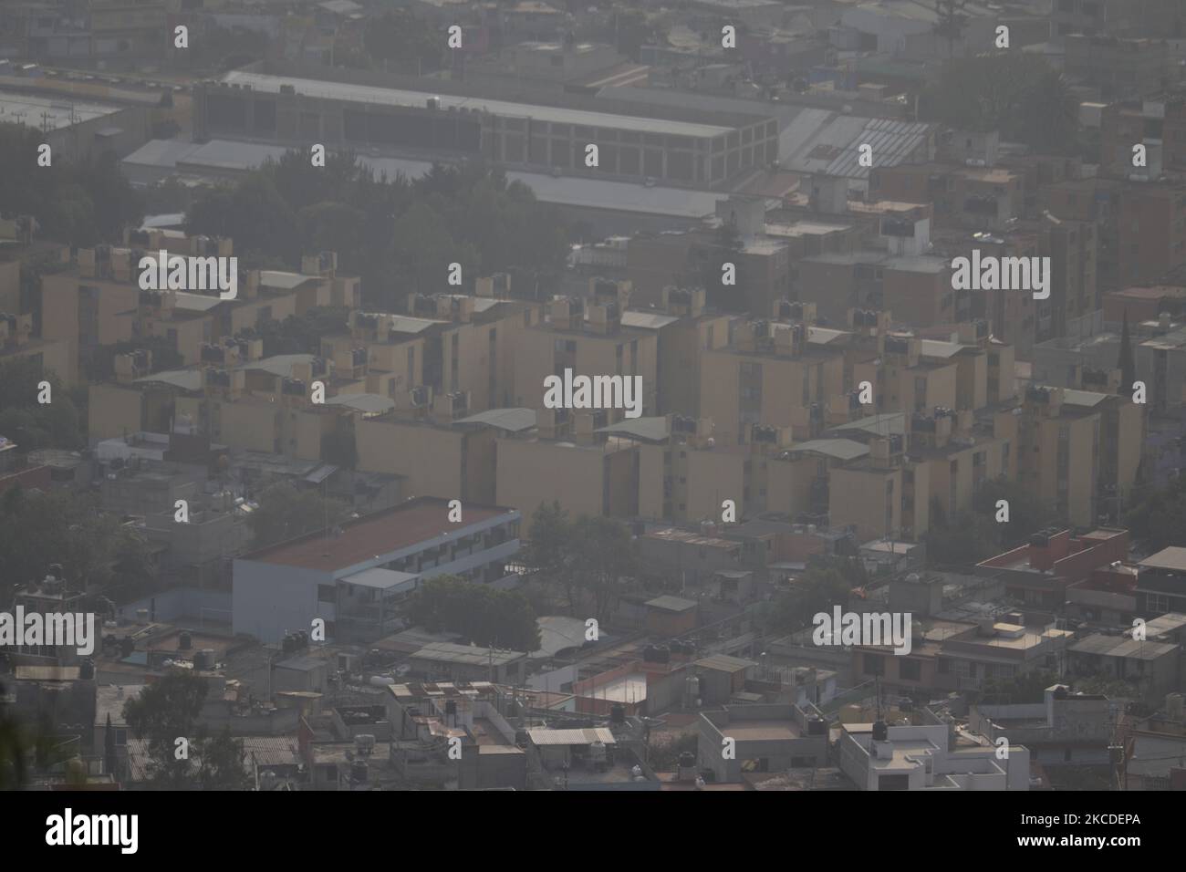 Panoramic view of Mexico City, Mexico, on April 25, 2021, from Cerro de ...