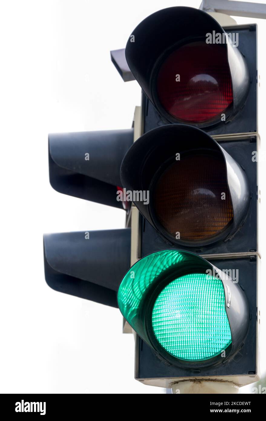 Close up of traffic light showing green light as concept for permission ...