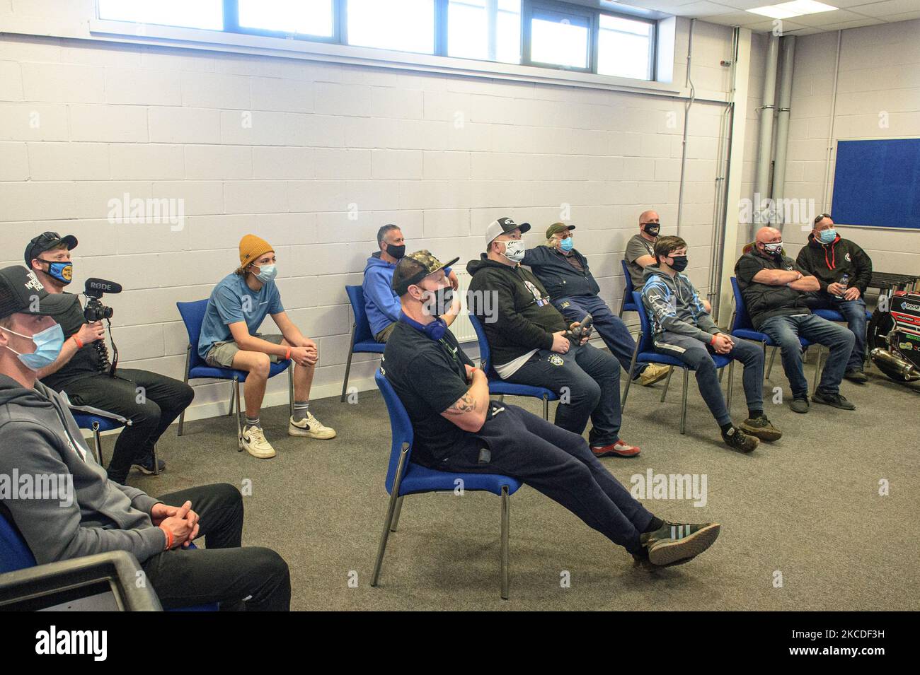 Riders wait for the briefing during the Belle Vue Experience training ...