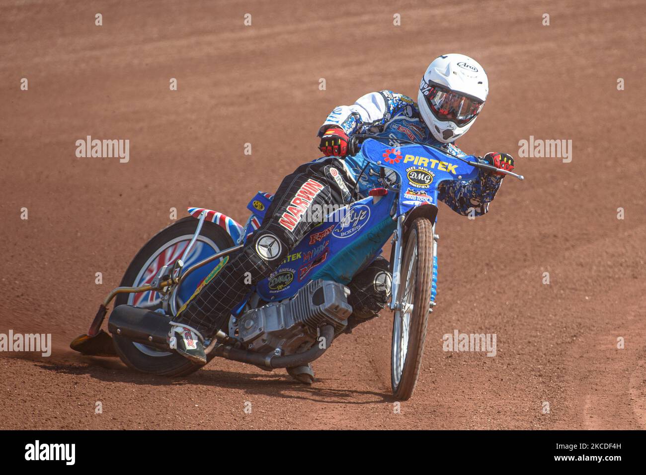 Belle Vue Colts’ rider Benji Compton does some practice laps at his new ...