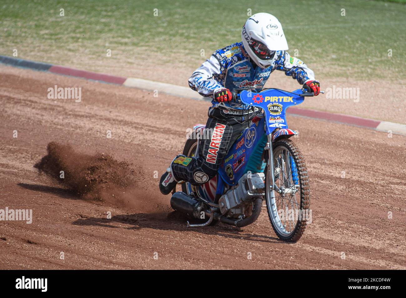 Belle Vue Colts’ rider Benji Compton does some practice laps at his new ...