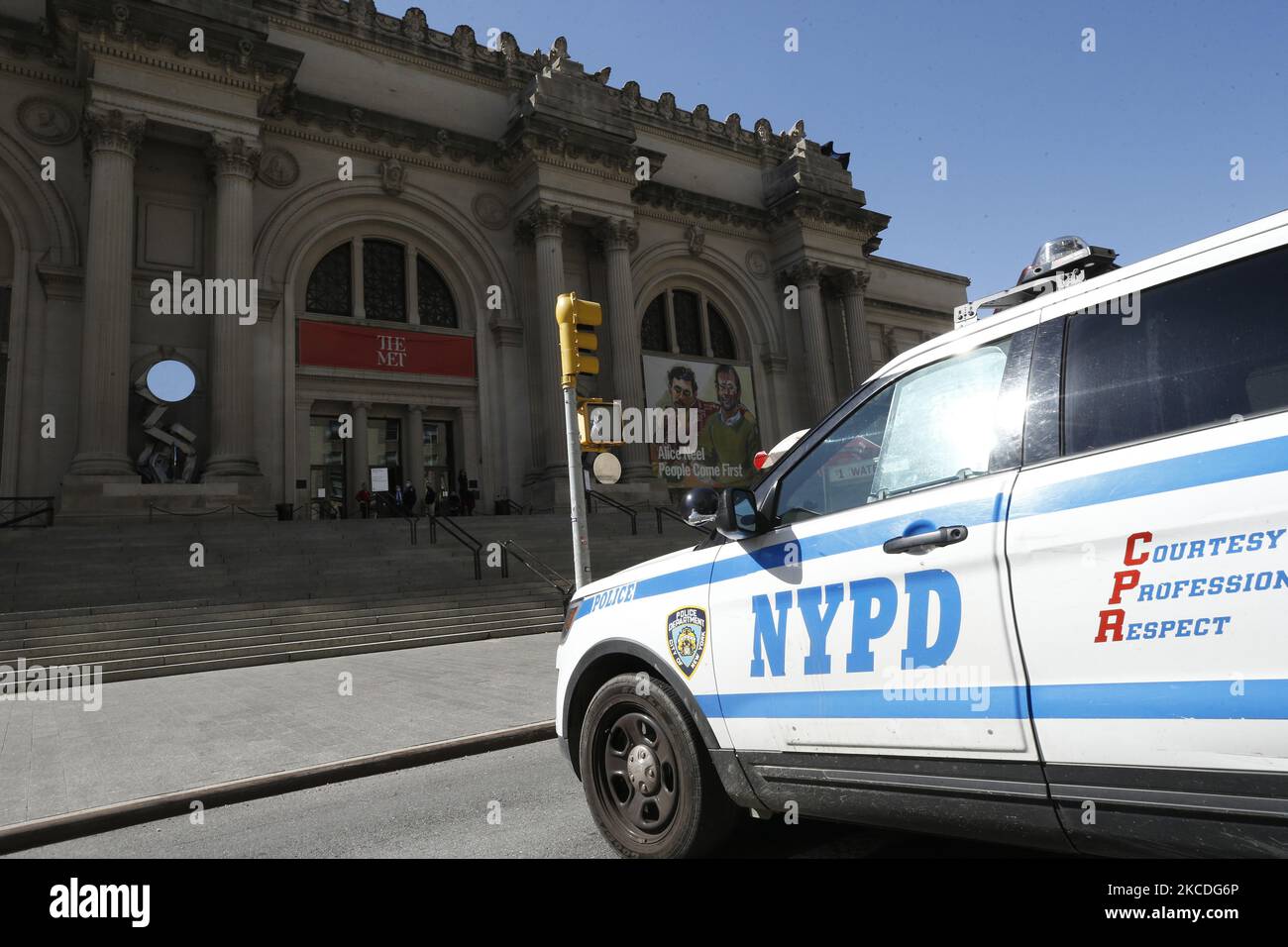 Police cars are seen in front of the museum fter the New York Police ...