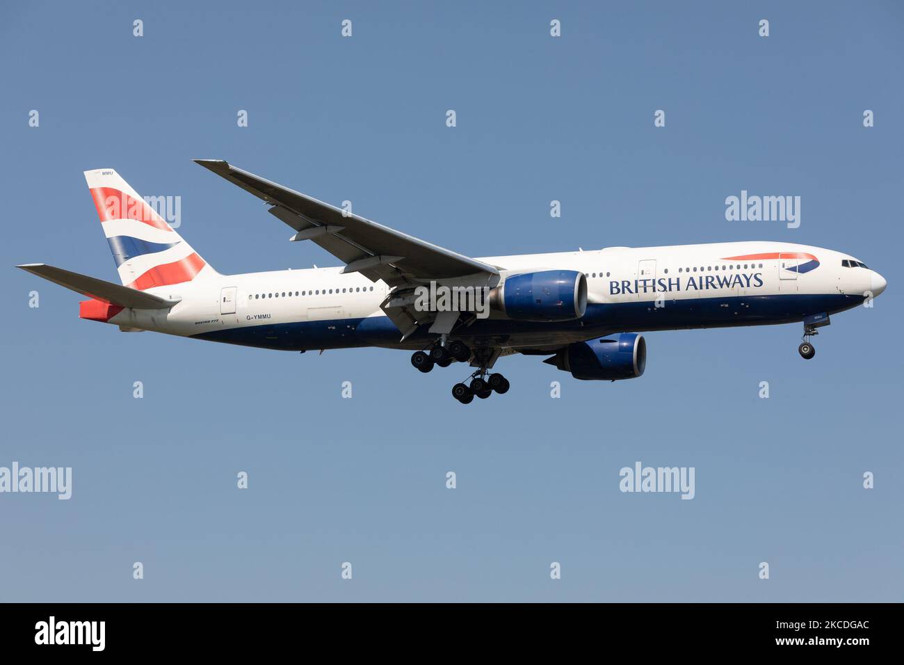 A British Airways Boeing 777 lands at London Heathrow Airport in London ...
