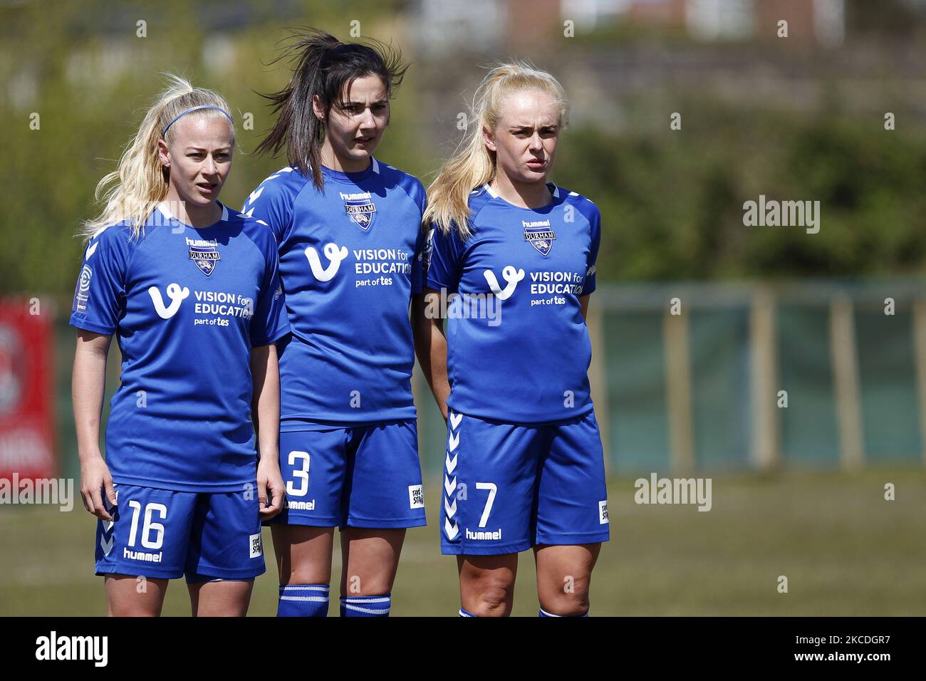(L-R) Ellie Christon, Lauren Briggs and Beth Hepple of Durham W.F.C ...