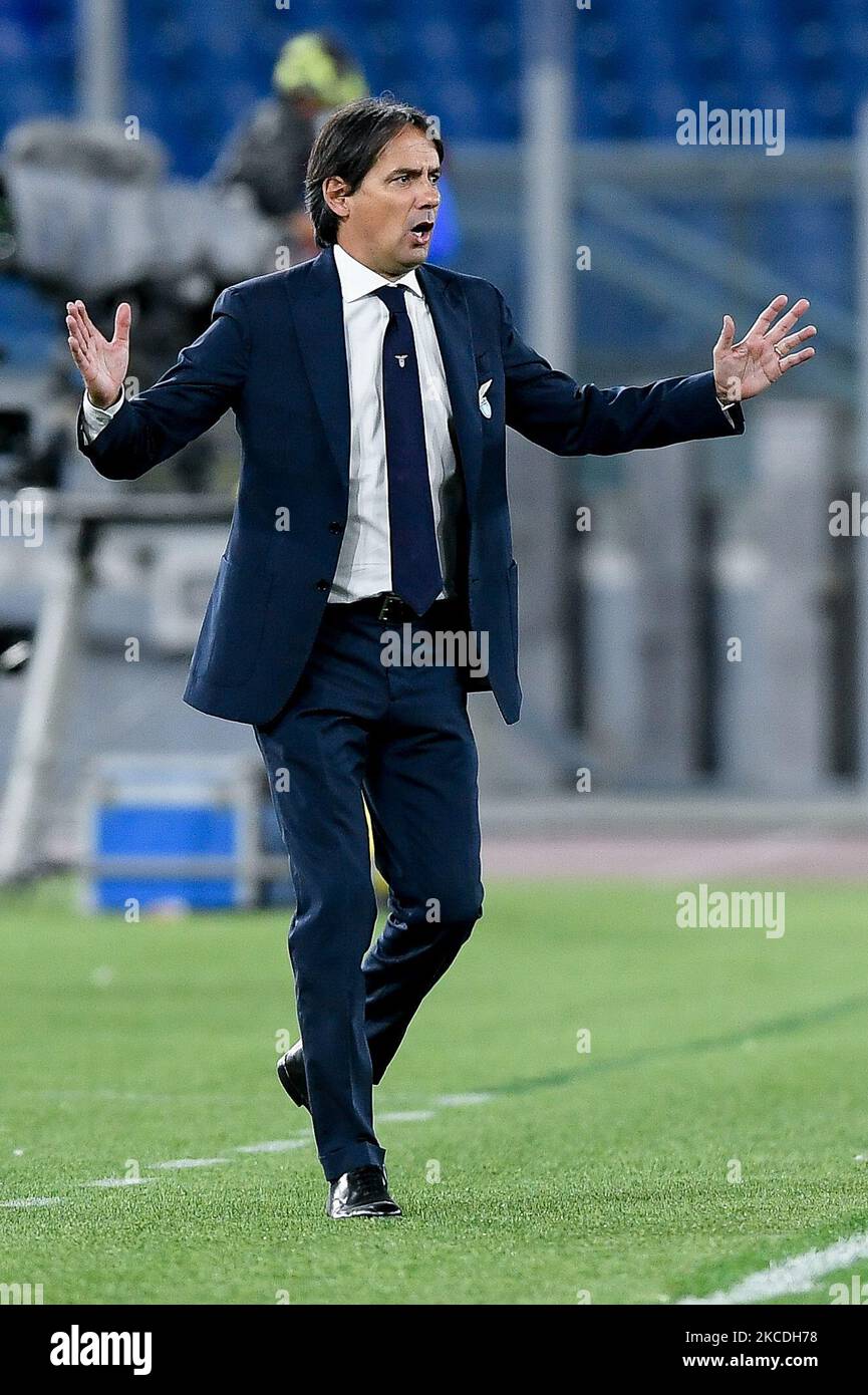 Simone Inzaghi manager of SS Lazio gestures during the Serie A match ...