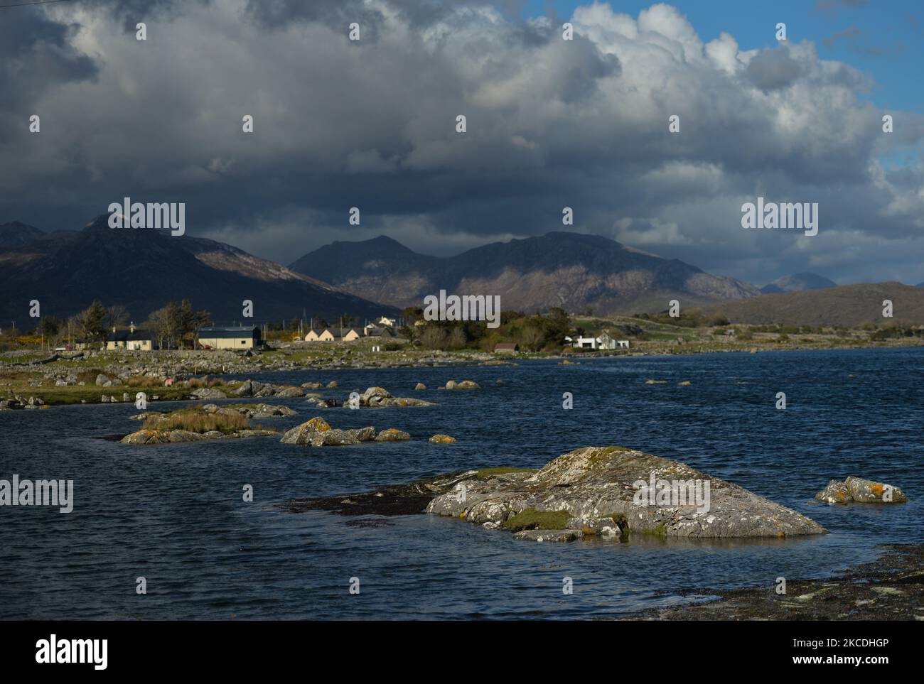 A view of Connemara from the bridge to Inishnee island, during the ...