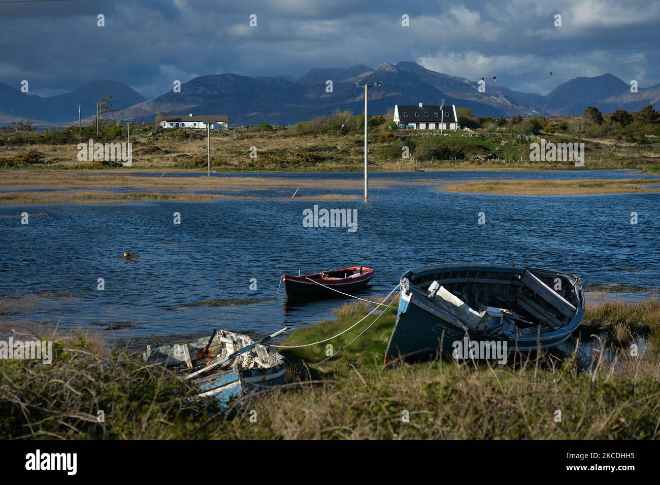 Old fishing boats seen on Inishnee island, during the COVID-19 lockdown ...