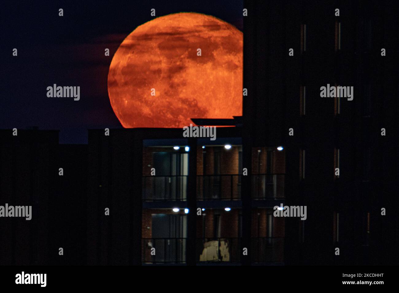 The Full Moon or Pink Supermoon or Super Pink Moon of April 2021 as ...