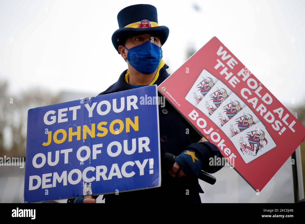 Longtime anti-Brexit activist Steve Bray demonstrates outside the ...