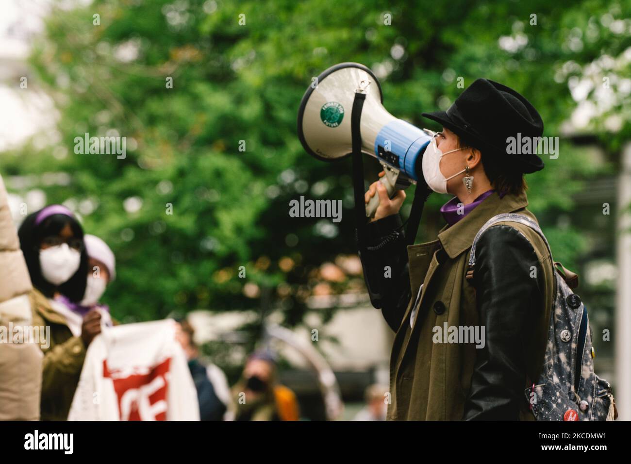 general view of woman Walpurgis night protest in Bonn, Germany on April ...